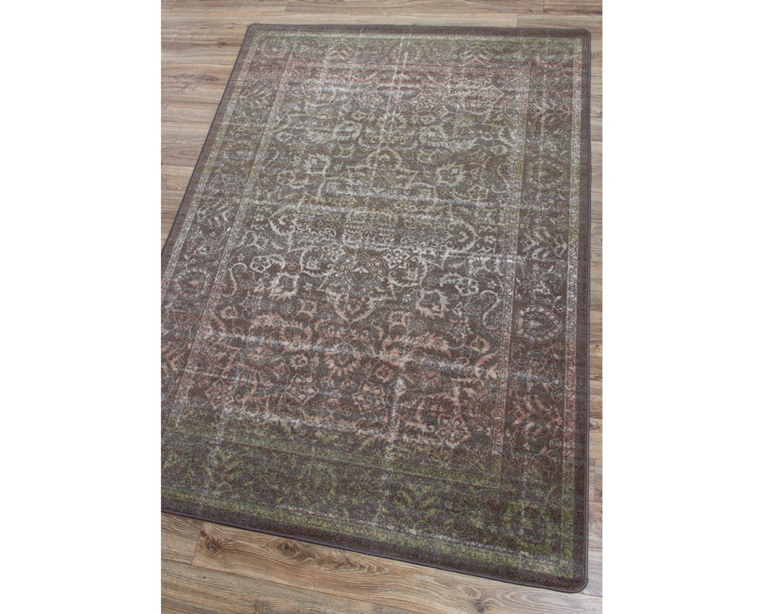 Green Persian Style Rug, Green Persian Rug, Green Faded Rug, Green ...