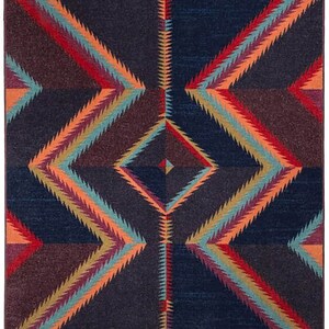 Bright Area Rug, Colorful Area Rug, Bright Striped Area Rug, Navy Blue ...