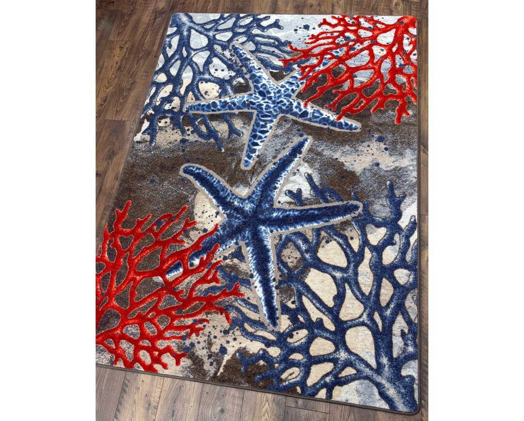 Starfish Rug, Starfish Area Rug, Star Fish Rug, Coral Rug, Coral Area ...