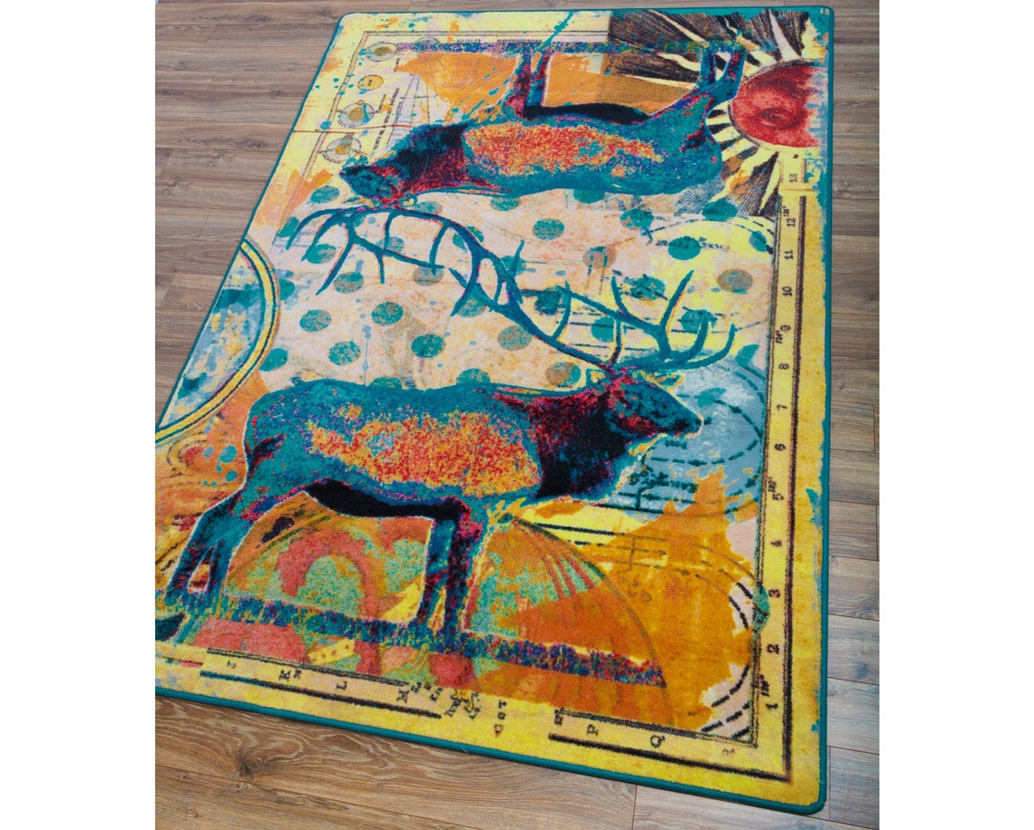 Elk Rug Elks Rug Elk Rugs Elk Area Rug Elk Decor Western - Etsy