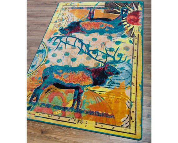 Elk Rug Elks Rug Elk Rugs Elk Area Rug Elk Decor Western - Etsy