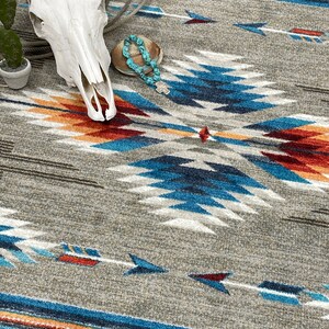 Gray Southwestern Rug, Gray Native American Style Rug, Navajo Style Rug ...