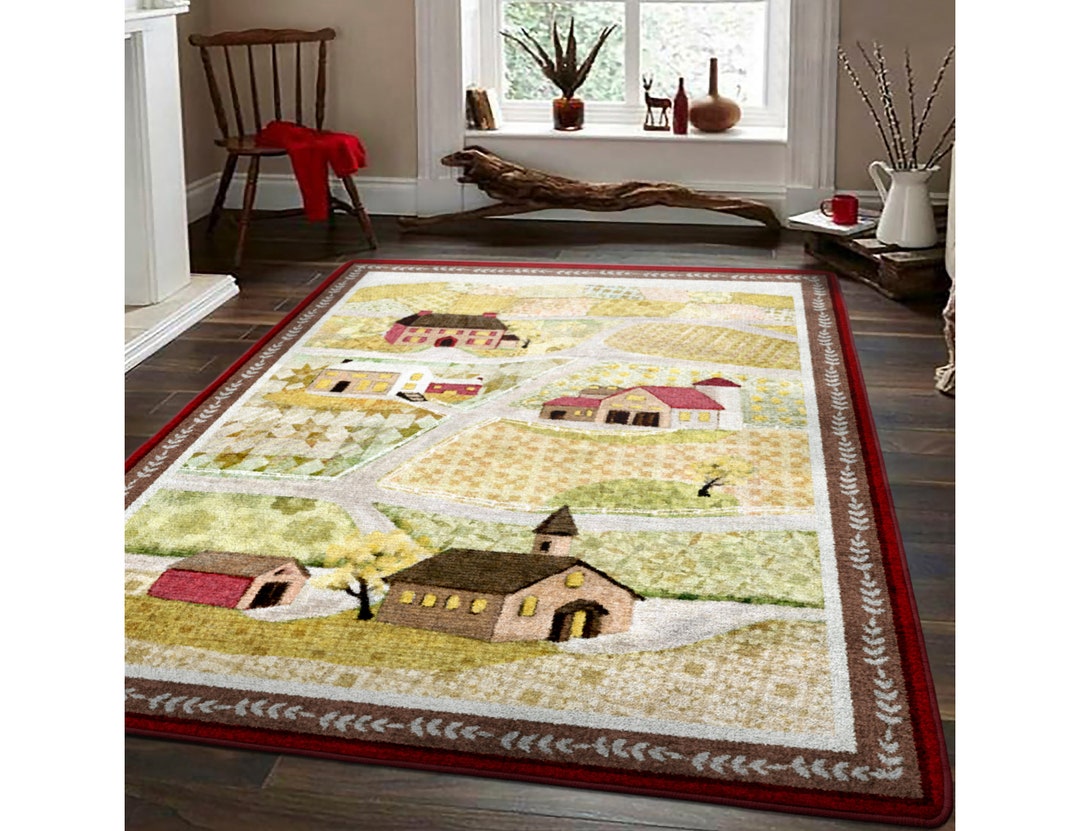 Yellow Cottage Rug, Yellow Cabin Rug, Yellow Lodge Rug, Cabin Rug ...