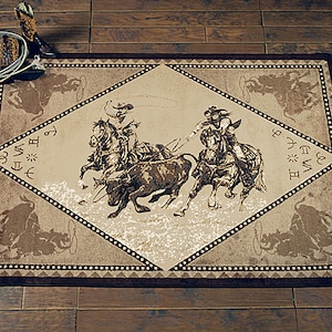 Cowboy Rug, Cowboy Area Rug, Western Rug, Western Area Rug, Horse Rug ...