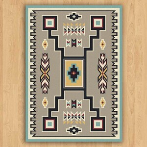 Native American Style Rug, Native American Style Area Rug, Turquoise ...