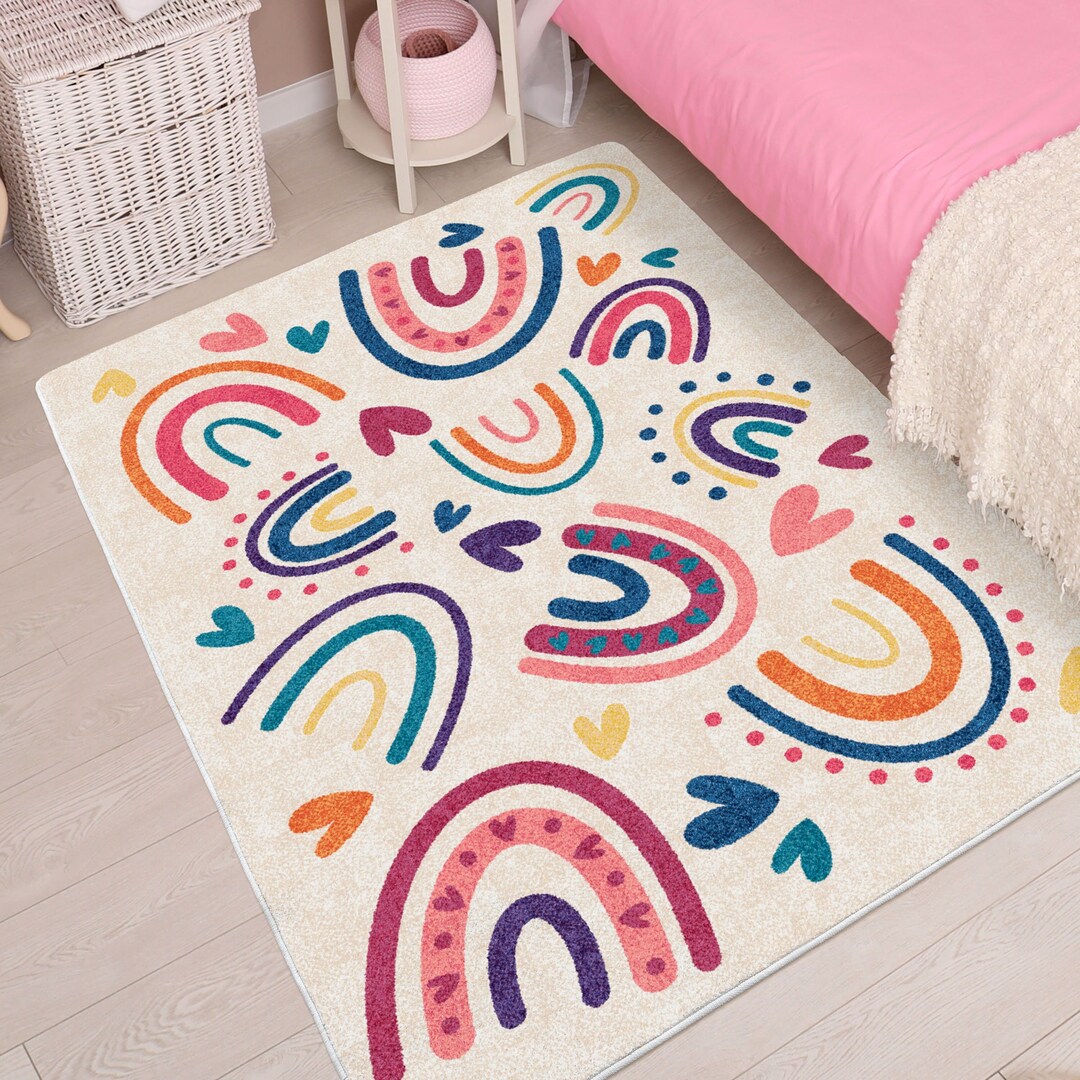 Rainbow Rug, Rainbows Rug, Rainbow Carpet, Rainbow Area Rug, Pink ...