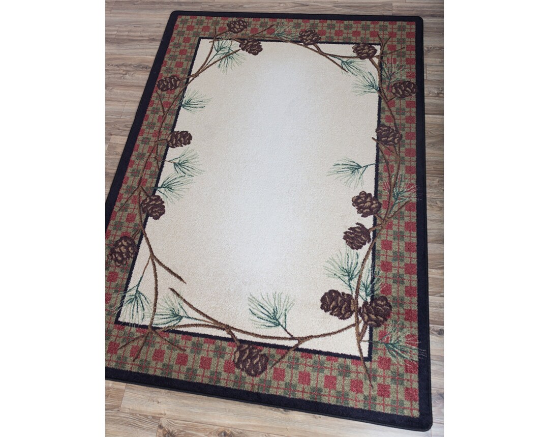 Pine Cone Rug, Pinecone Rug, Lodge Rug, Cabin Rug, Rustic Rug, Mountain ...