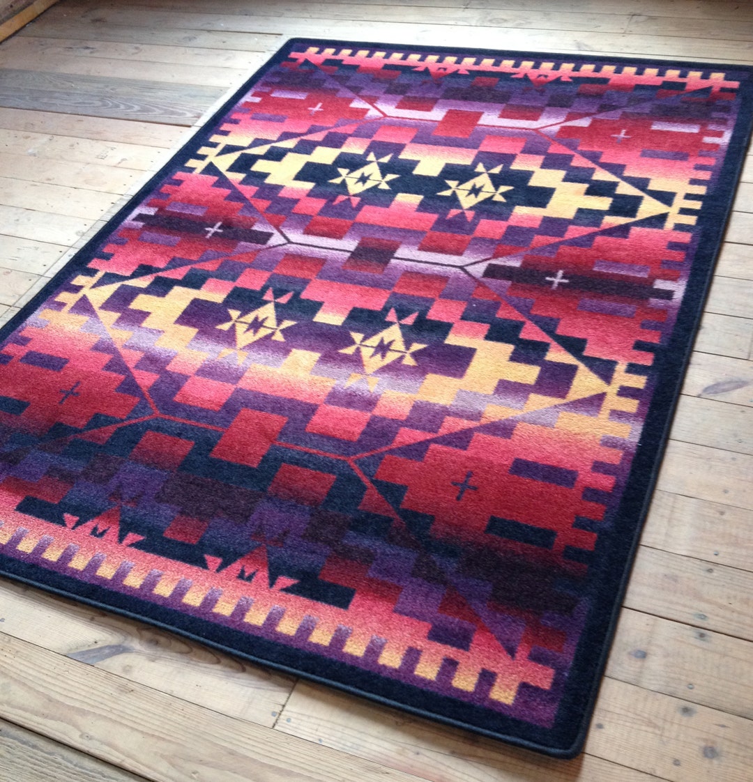 Bright Native American Style Rug, Purple Native American Style Rug ...