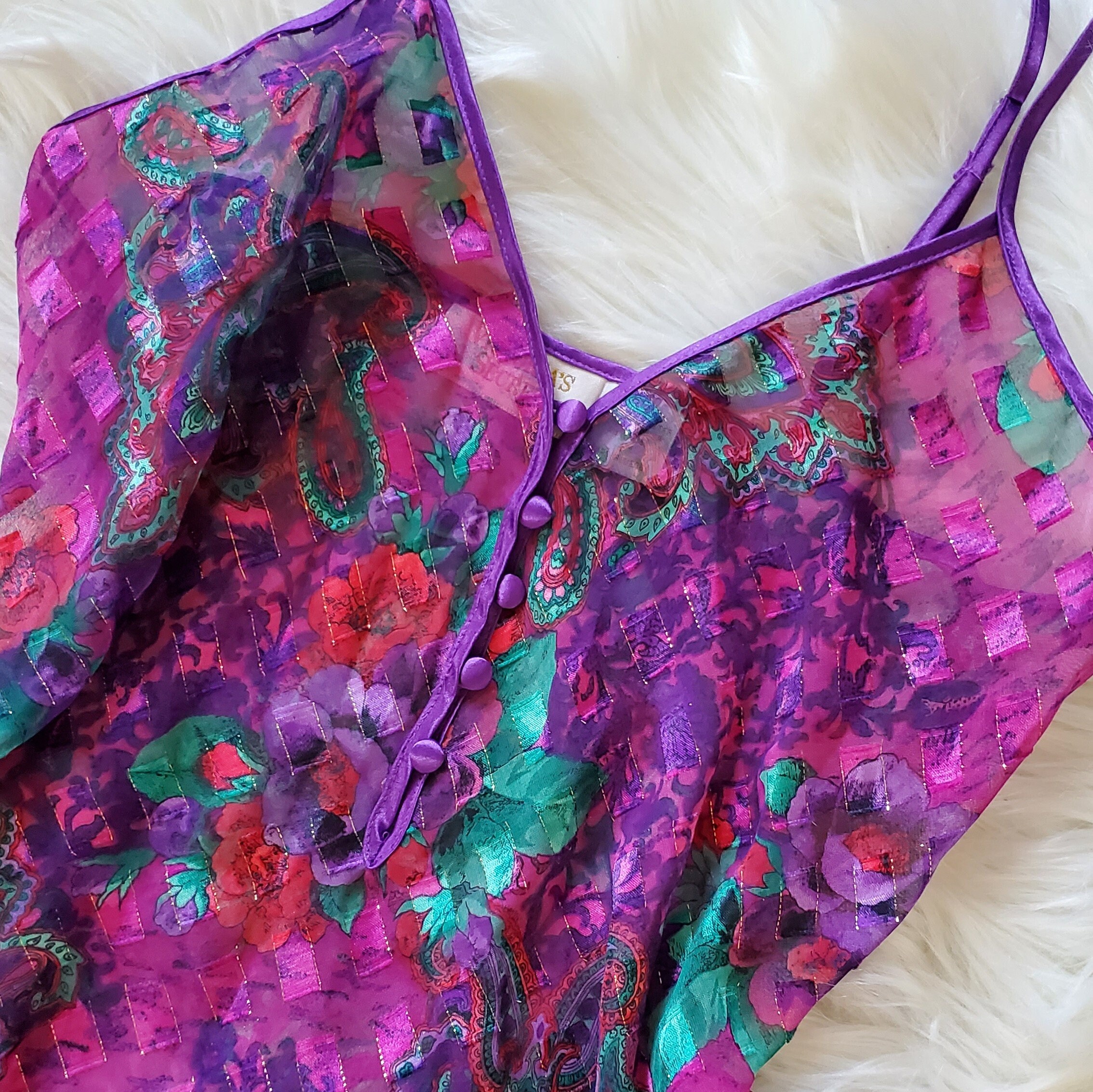 Victoria's Secret Gold Label 80's Sheer Purple Chiffon Teddy Size P - Etsy