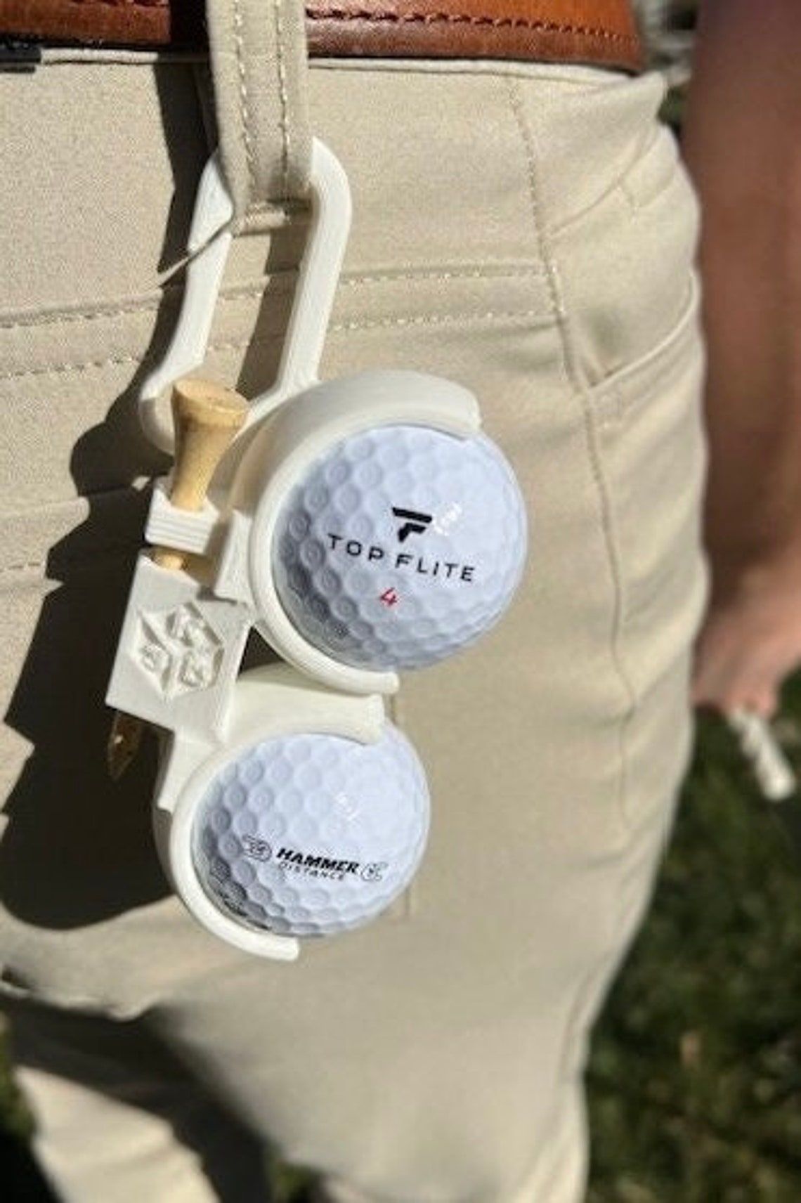 Handmade Golf Ball Belt Clip Holder: Holds Two Balls and Tee for ...