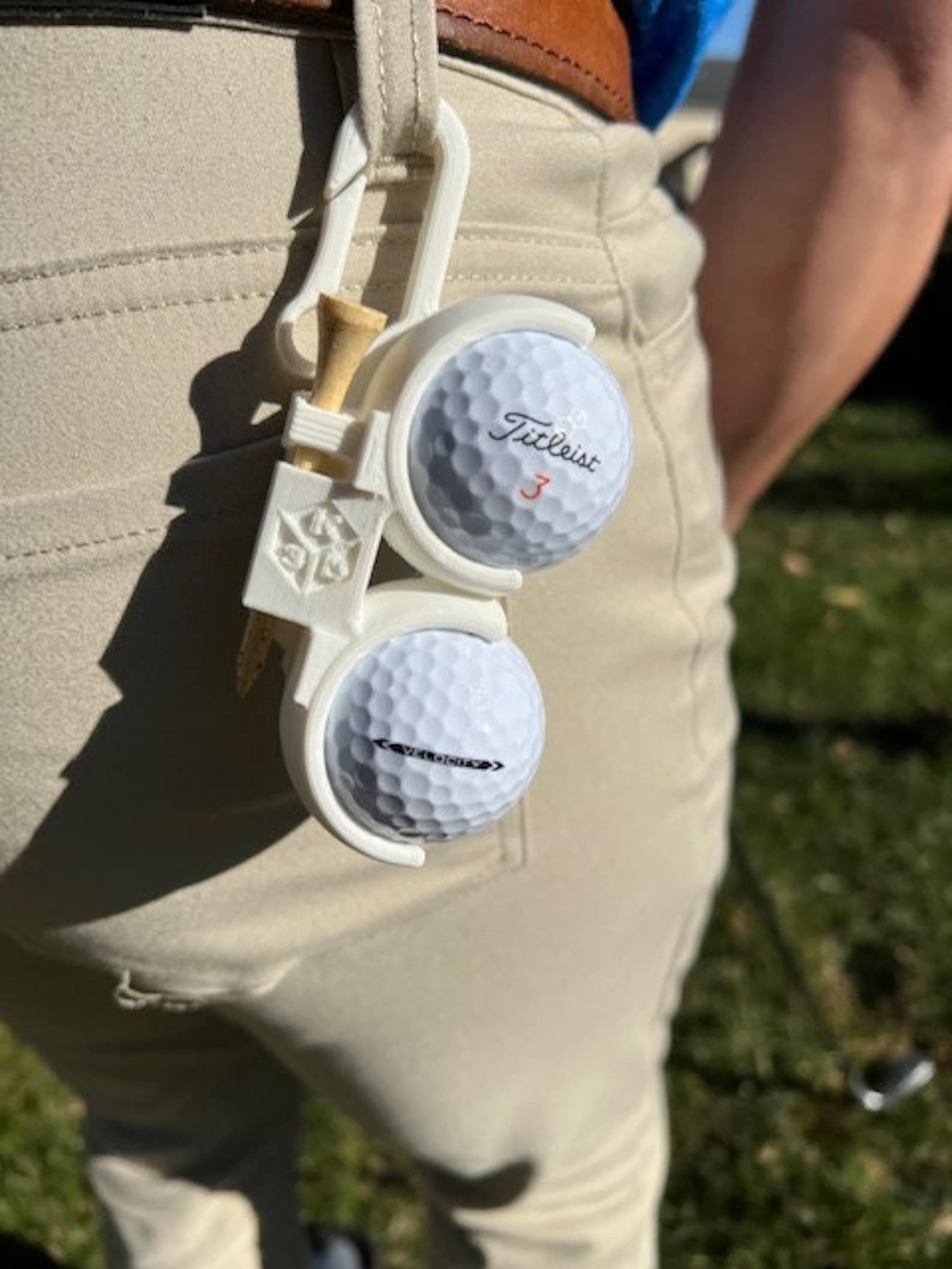 Handmade Golf Ball Belt Clip Holder: Holds Two Balls and Tee for ...