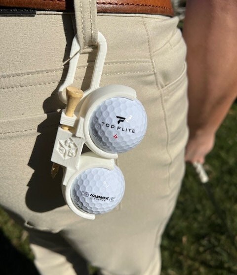 Handmade Golf Ball Belt Clip Holder: Holds Two Balls and Tee for ...