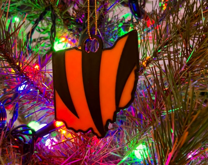 Personalized Hand Painted Bengals or Browns Wooden Christmas Ornament ...