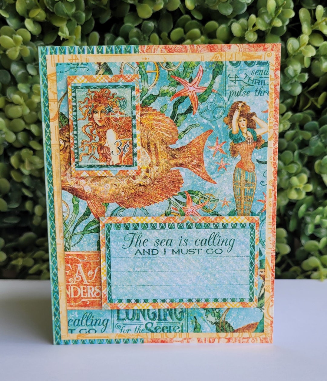 4.25 X 5.5 Card, Mermaid Card, Ocean Themed Card, the Sea is Calling ...