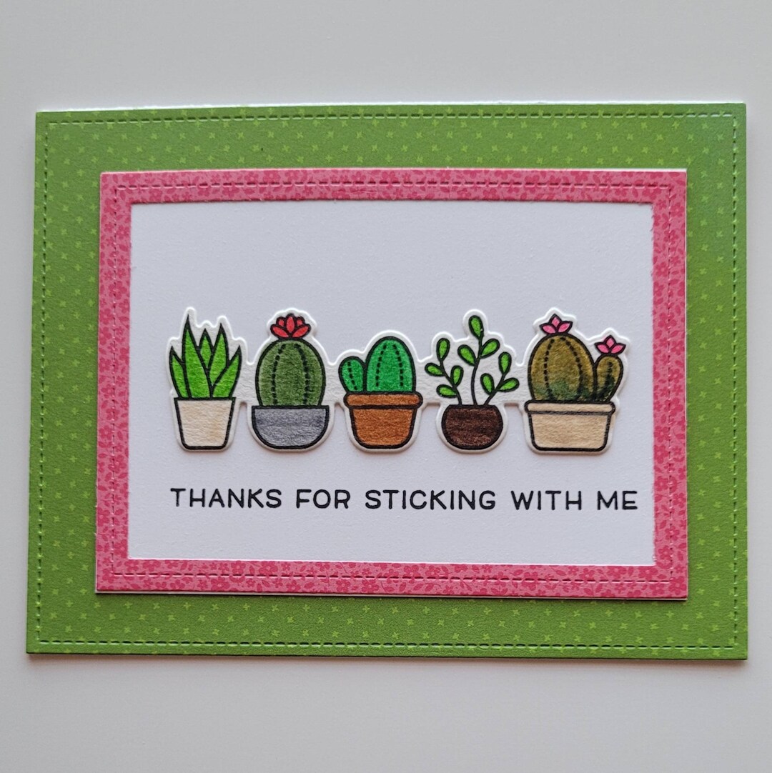 4.25 x 5.5 Card, Thank You Card, Succulent Card, Thanks for Sticking ...