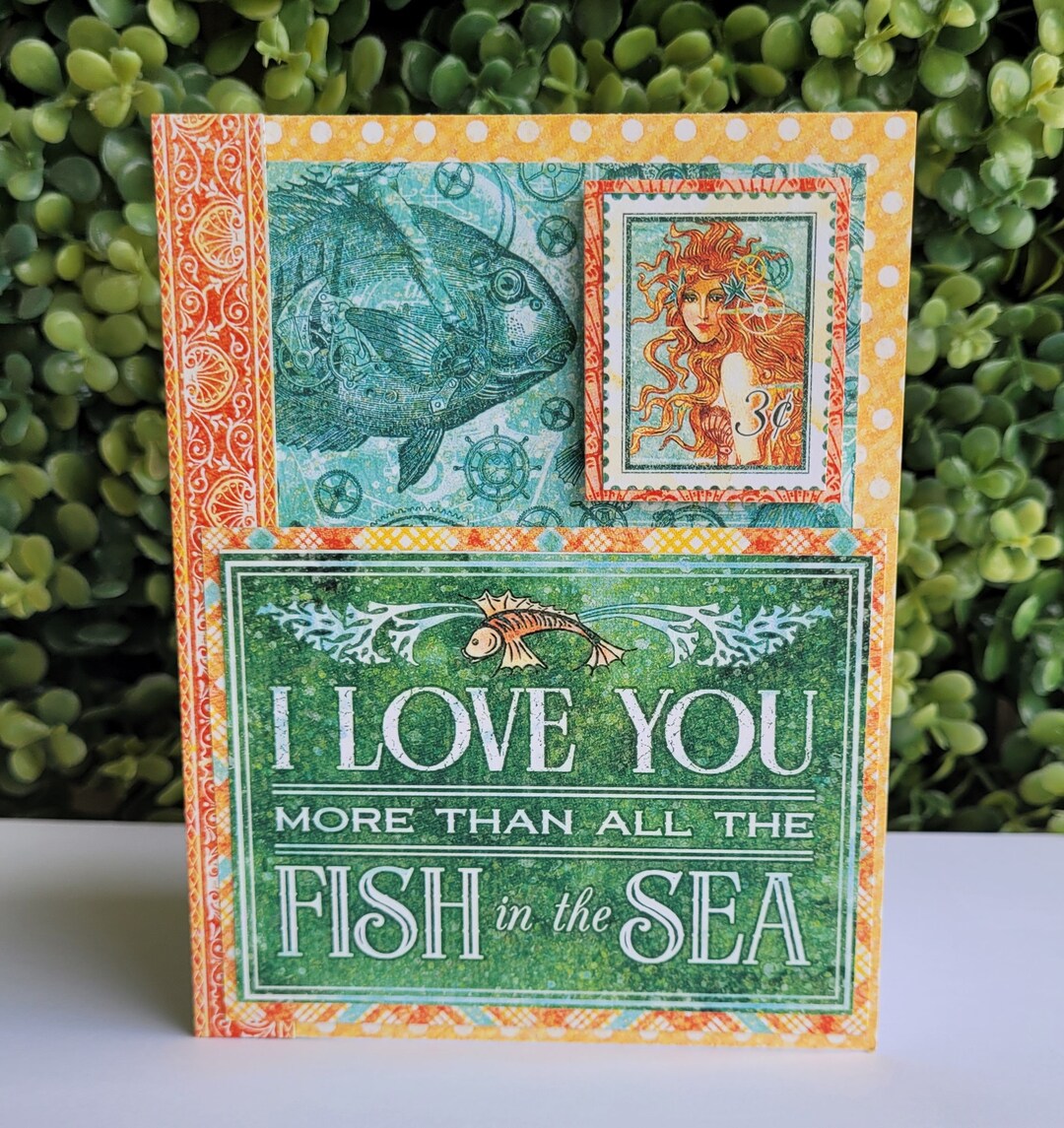 4.25 X 5.5 Card, Mermaid Card, Ocean Themed Card, I Love You More Than ...