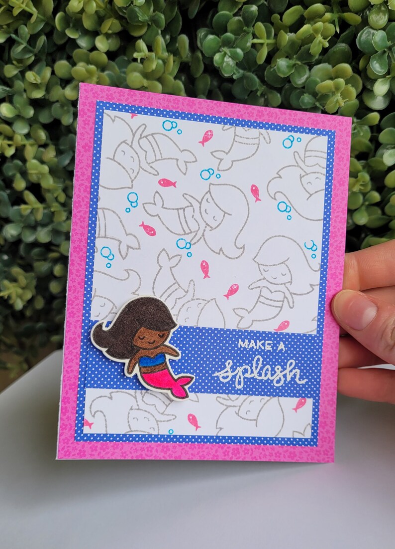 4.25 X 5.5 Card, Make a Splash Card, Mermaid Card, Kids Birthday Card ...