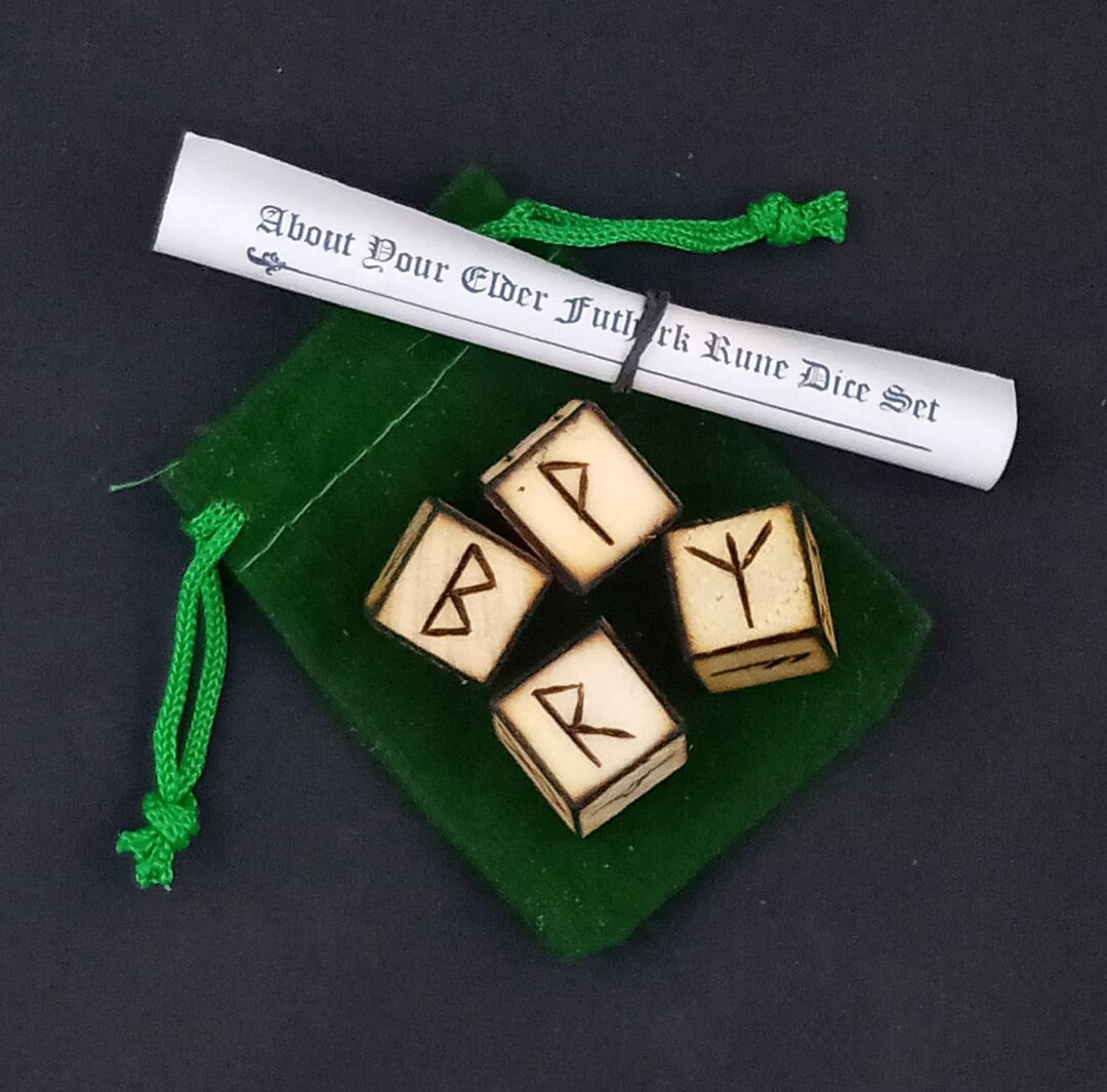 Elder Futhark Rune Dice Set, Your Choice of Pouch. Comes With ...