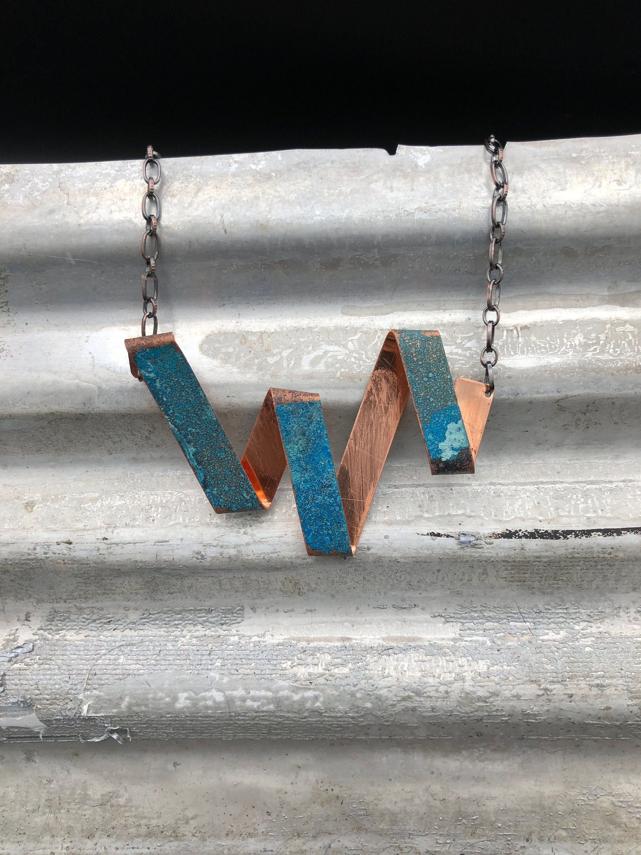 Copper Necklace - Recycled Jewelry - Handmade Copper Jewelry - Patina ...