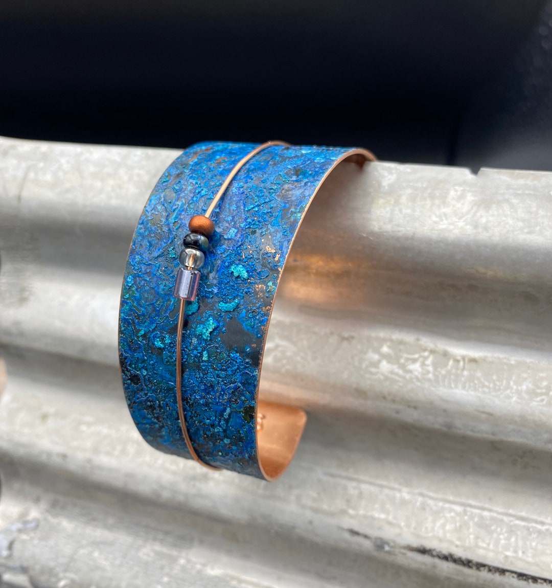 Copper Cuff Bracelet Recycled Jewelry Handmade Copper Jewelry Patina ...