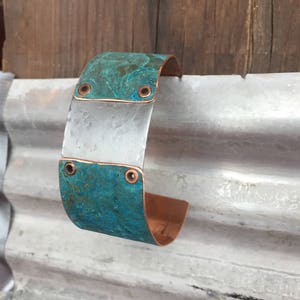 Copper Cuff Bracelet Recycled Jewelry Handmade Copper Jewelry Patina ...
