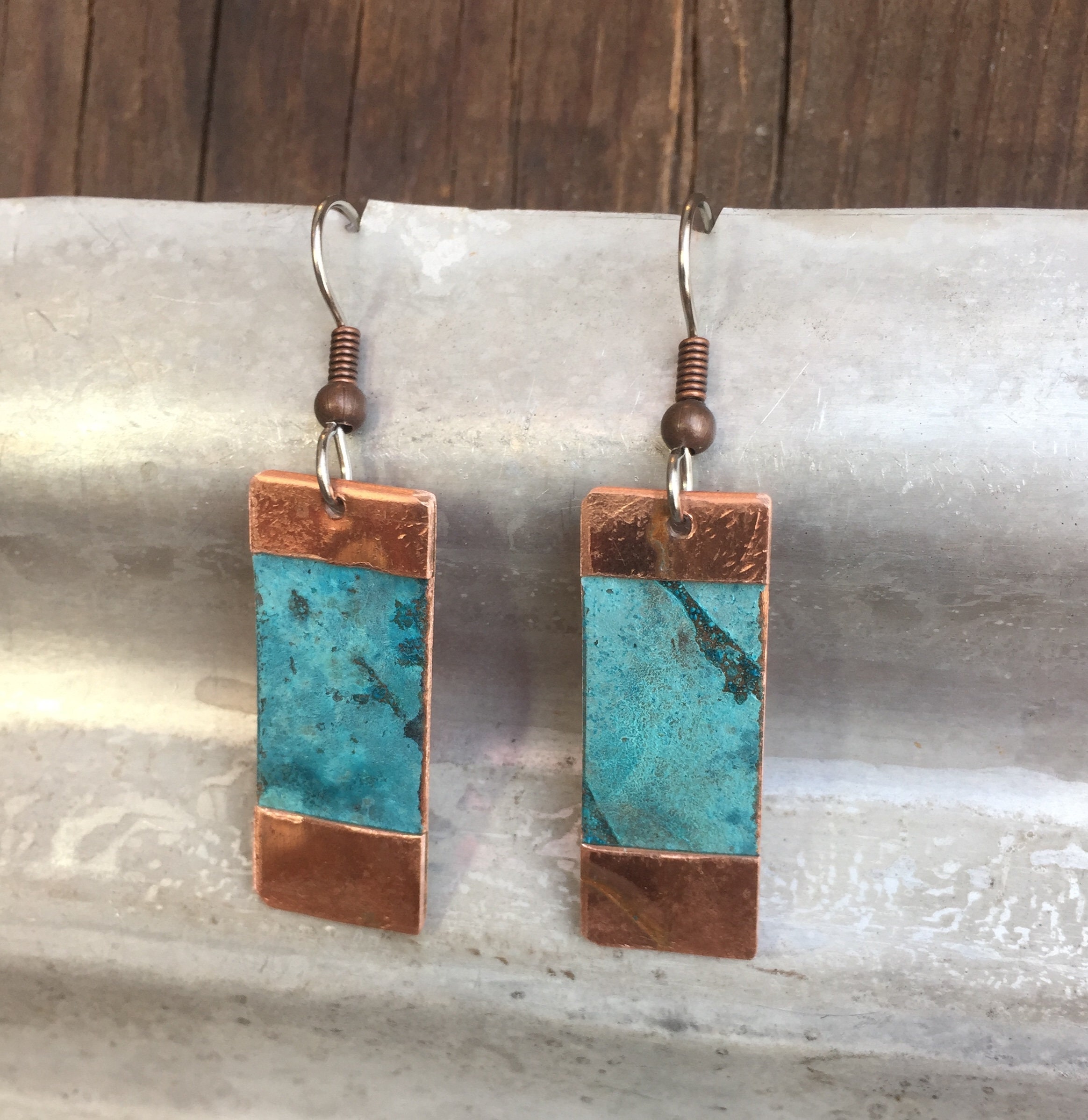 Copper earrings Recycled Jewelry Handmade copper Jewelry | Etsy