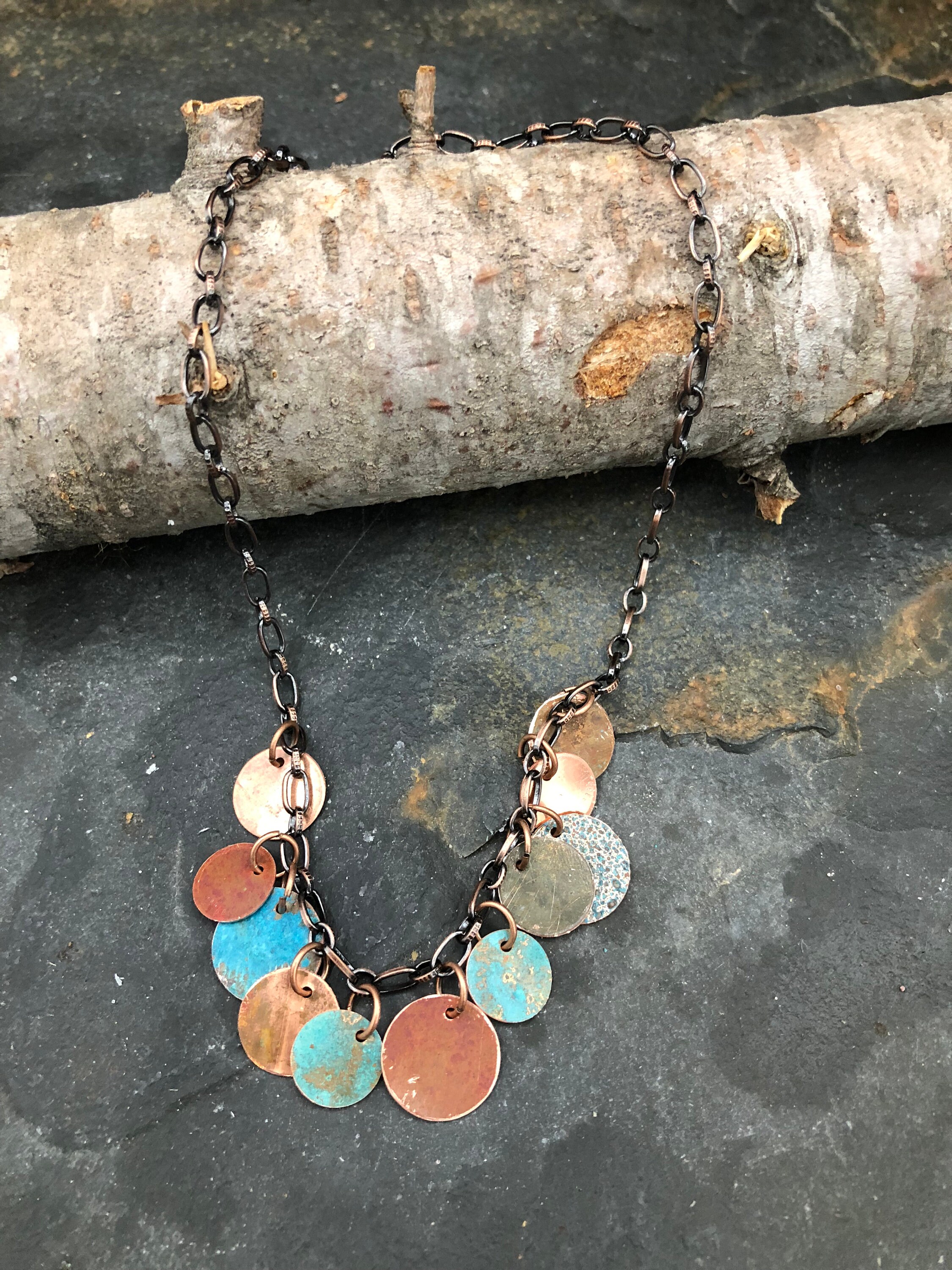Copper Necklace - Recycled Jewelry - Handmade Copper Jewelry - Patina ...