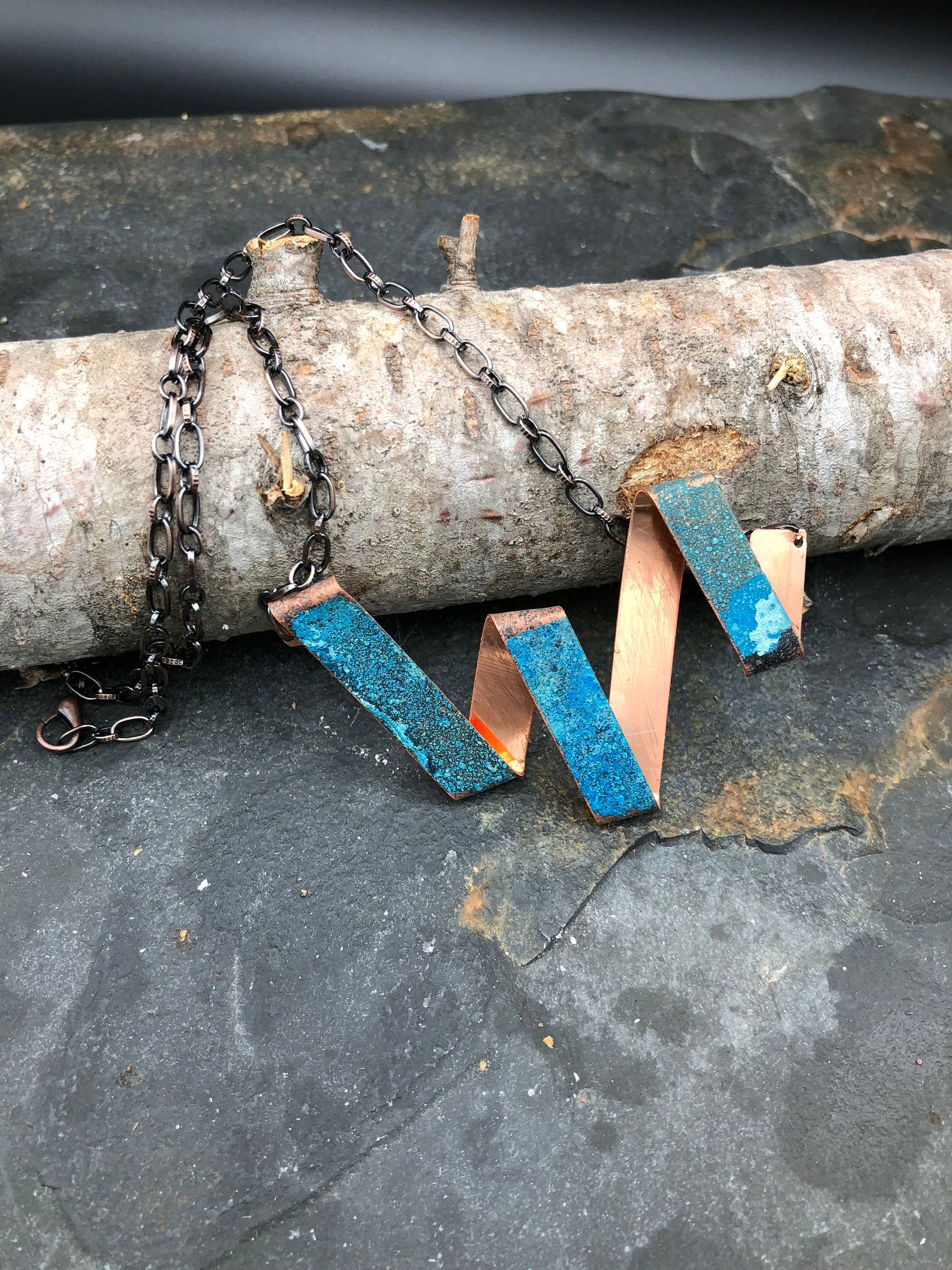 Copper Necklace - Recycled Jewelry - Handmade Copper Jewelry - Patina ...