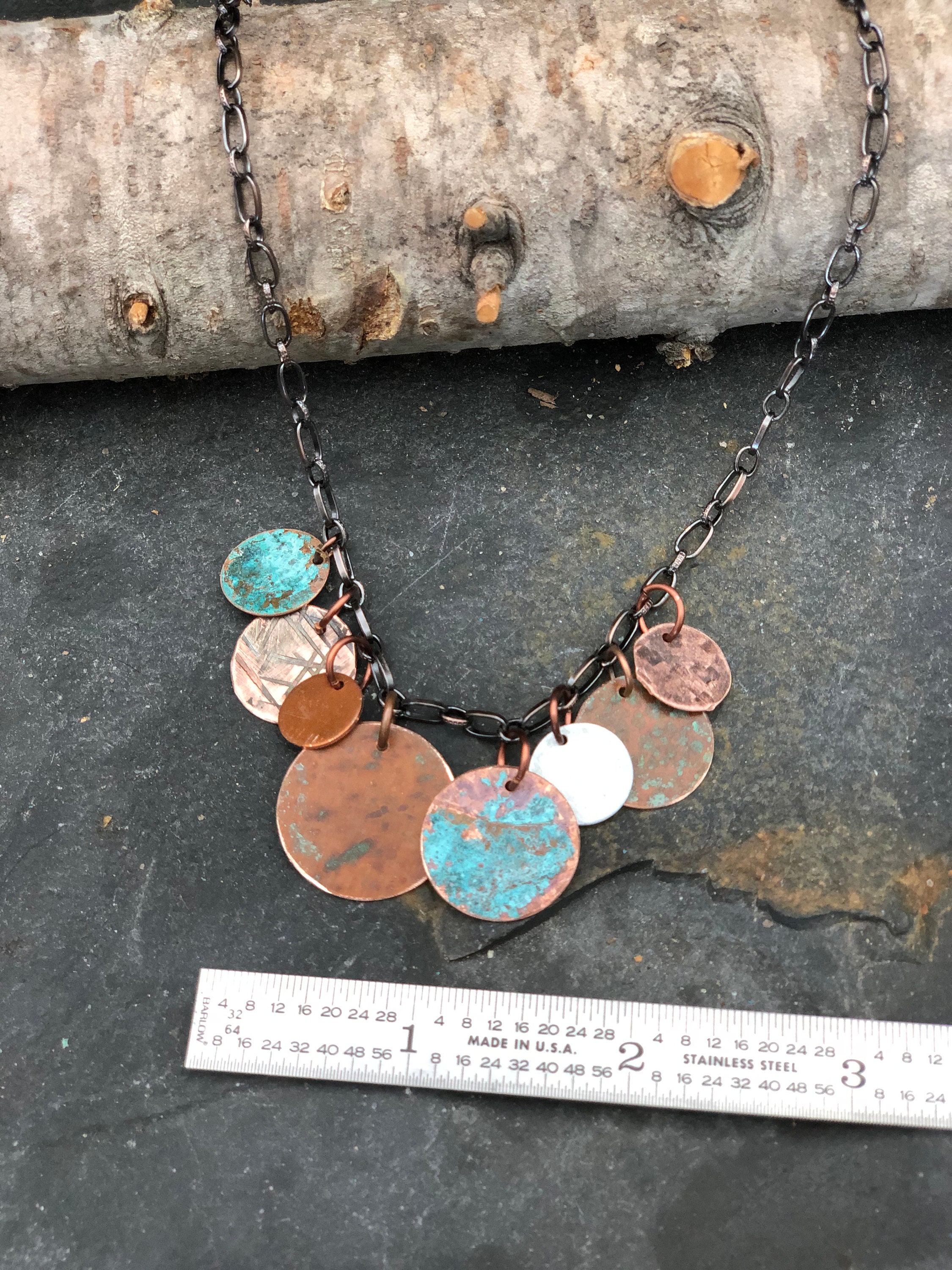 Copper Necklace - Recycled Jewelry - Handmade Copper Jewelry - Patina ...