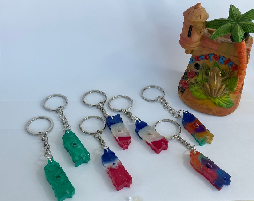Key Chain of the Island Puerto Rico Rainbow Colors and Red White, Blue ...