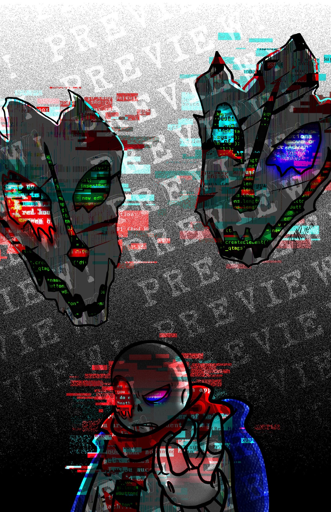 Limited Availability Left! Fatal_error With Gaster Blasters Print ...