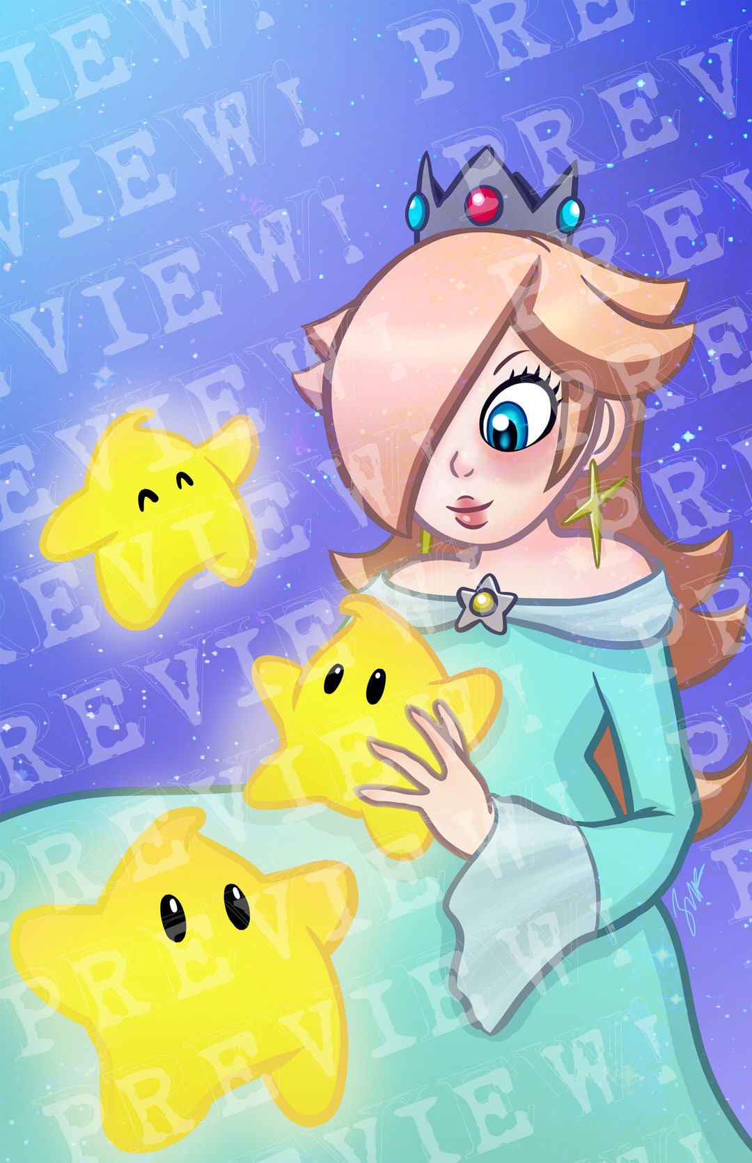 Limited Availability Left! Rosalina and Baby Luma Print (super Mario ...