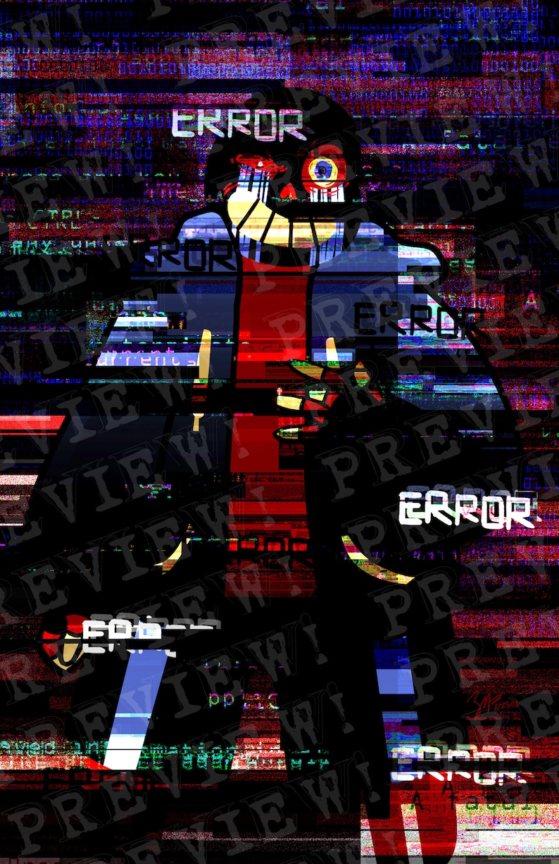 Glitchy Error Print Errortaleundertale Au Etsy