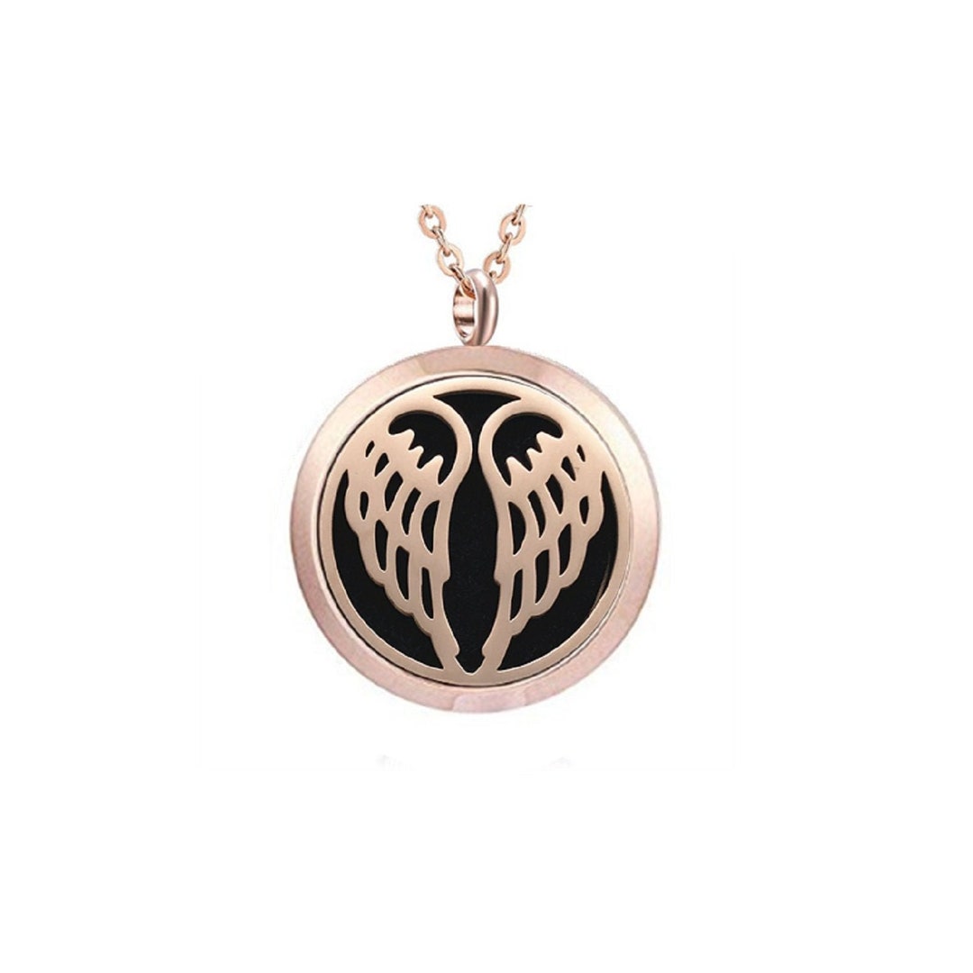 Rose Gold Angel Wings Essential Oil Diffuser Pendant Stainless - Etsy
