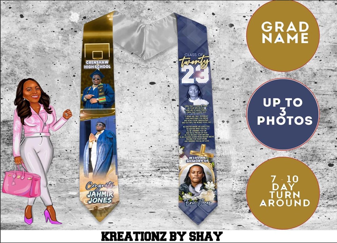 Graduation Stole Gold N Blue Memorial - Etsy