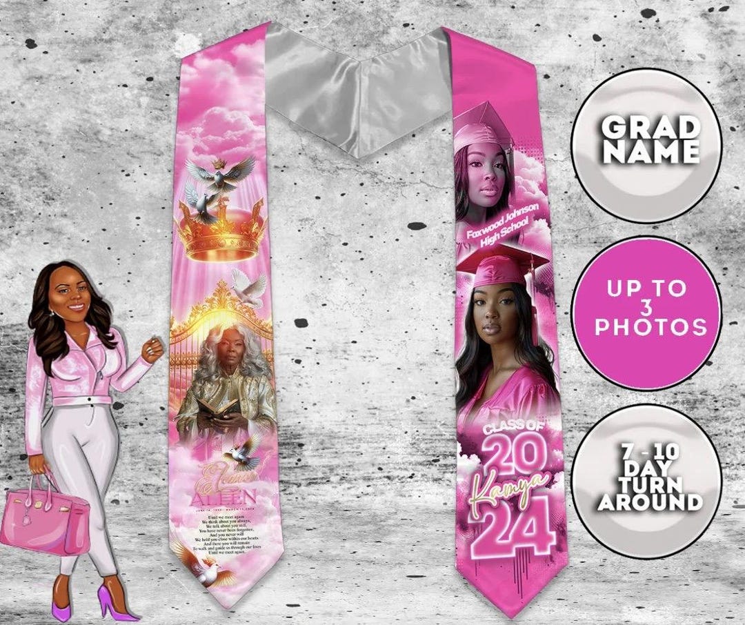 Custom Pink Crown Memorial Graduation Stole - Etsy