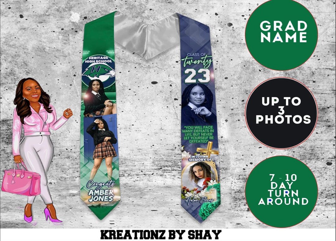 Graduation Stole Green N White - Etsy