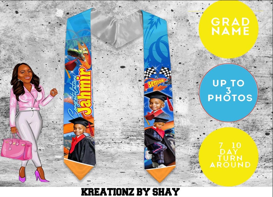 Custom Wheels Graduation Stole - Etsy