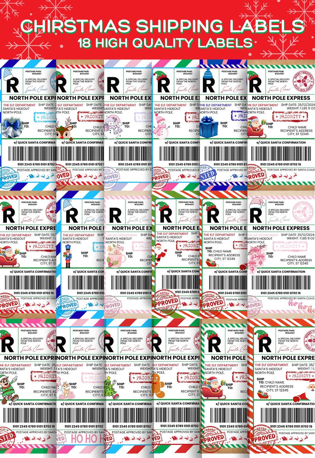 Christmas Shipping Labels – North Pole Express | Editable Holiday ...