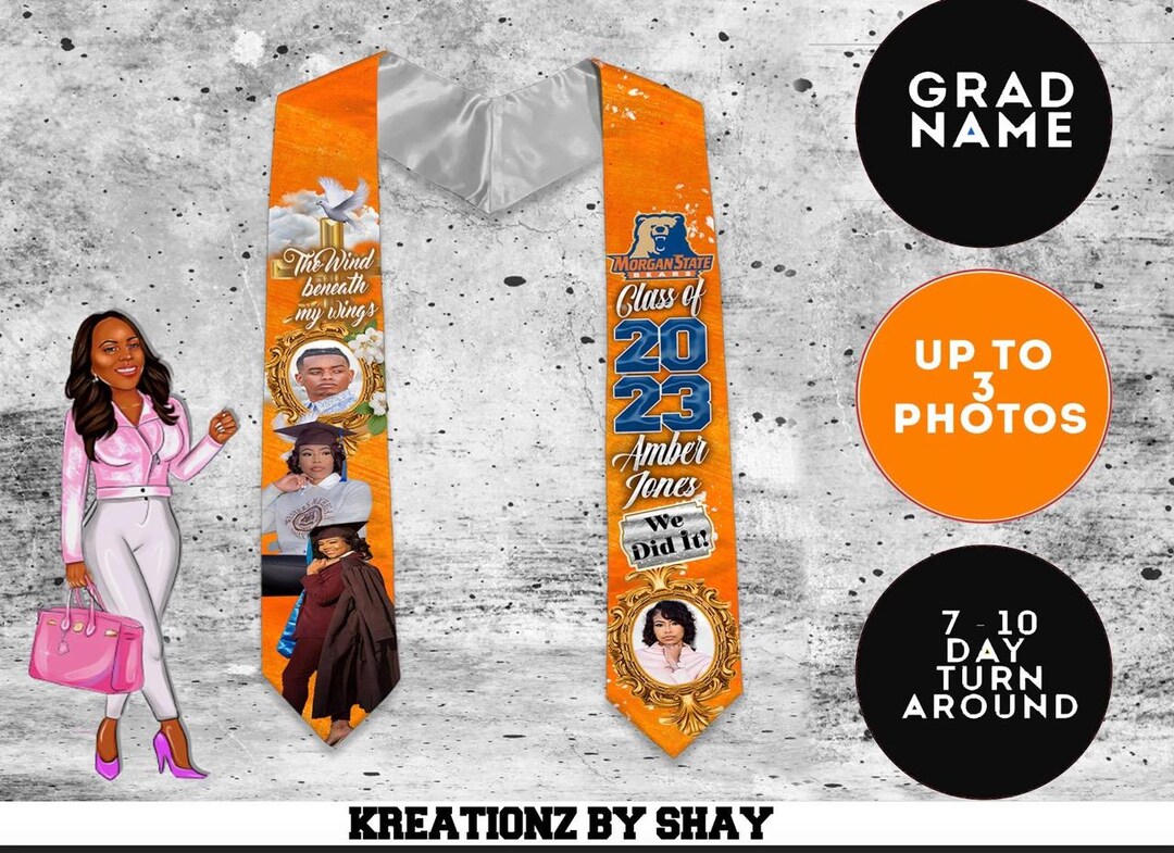 Orange Memorial Graduation Stole - Etsy