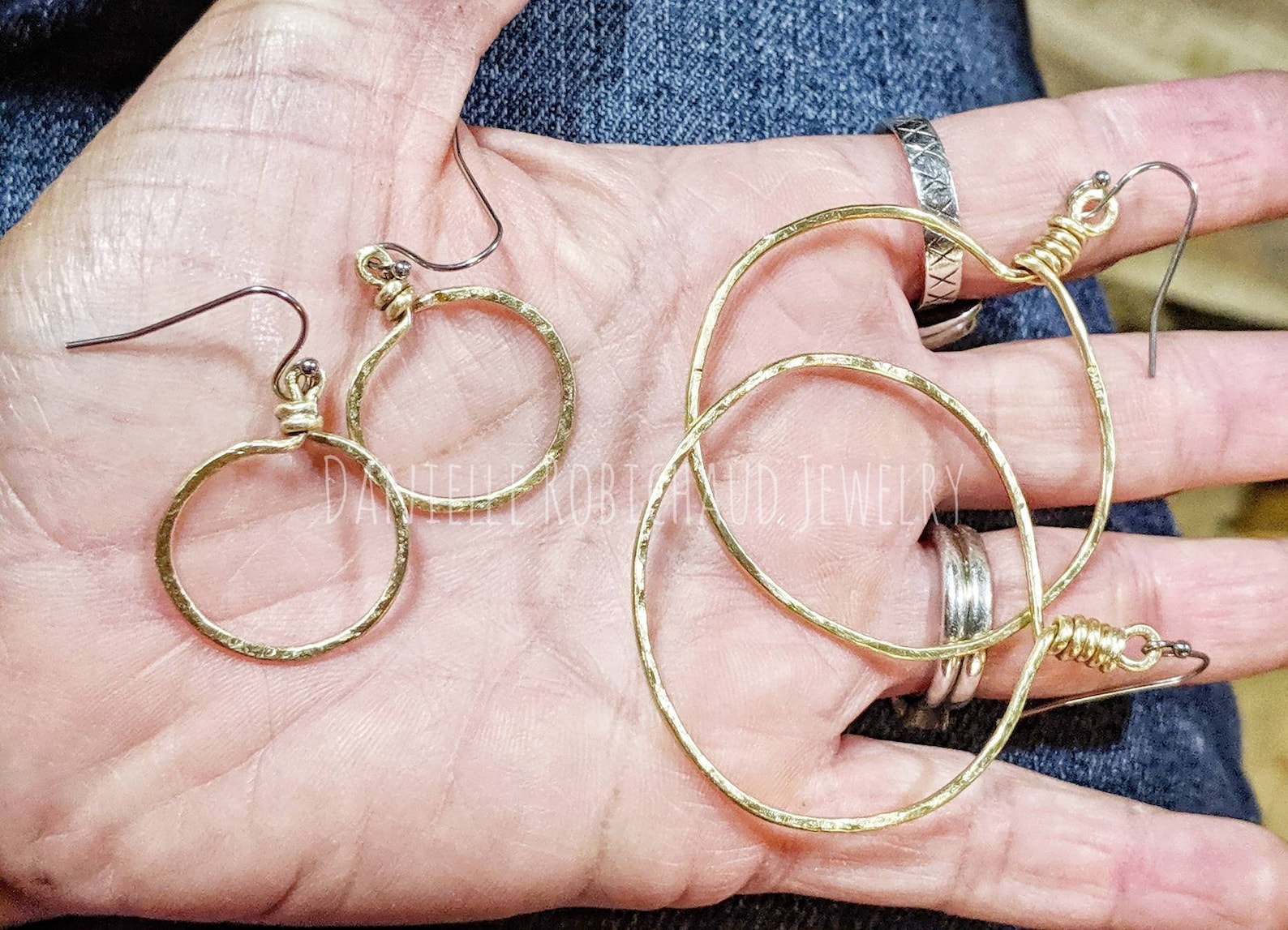 Handmade Small Brass Hoops, Gold Hoops, Hammered Brass Hoop Earrings ...