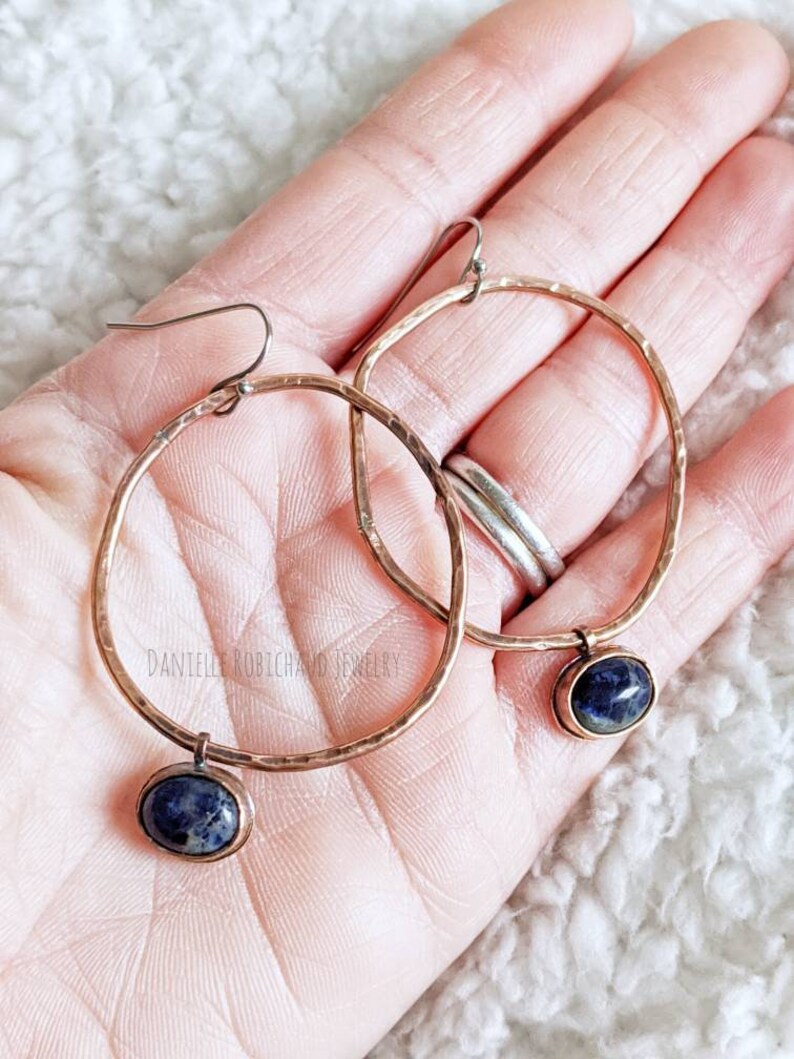 Large Copper Hoops Copper Hoops Copper Earrings Hammered - Etsy