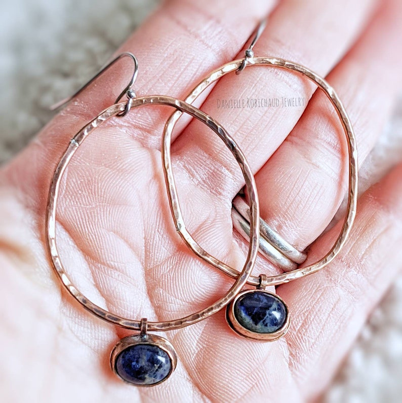 Large Copper Hoops Copper Hoops Copper Earrings Hammered - Etsy