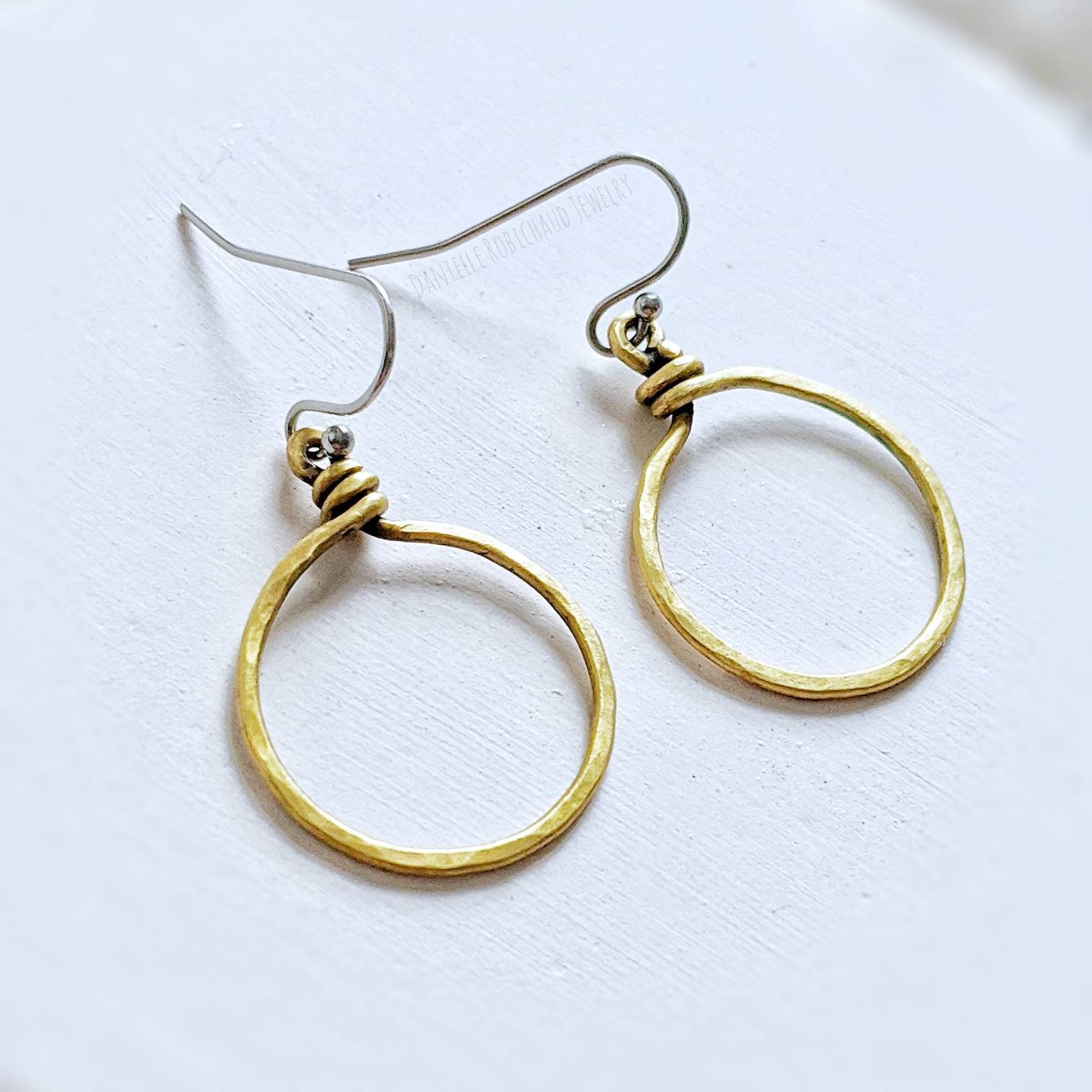 Handmade Small Brass Hoops Gold Hoops Hammered Brass Hoop - Etsy