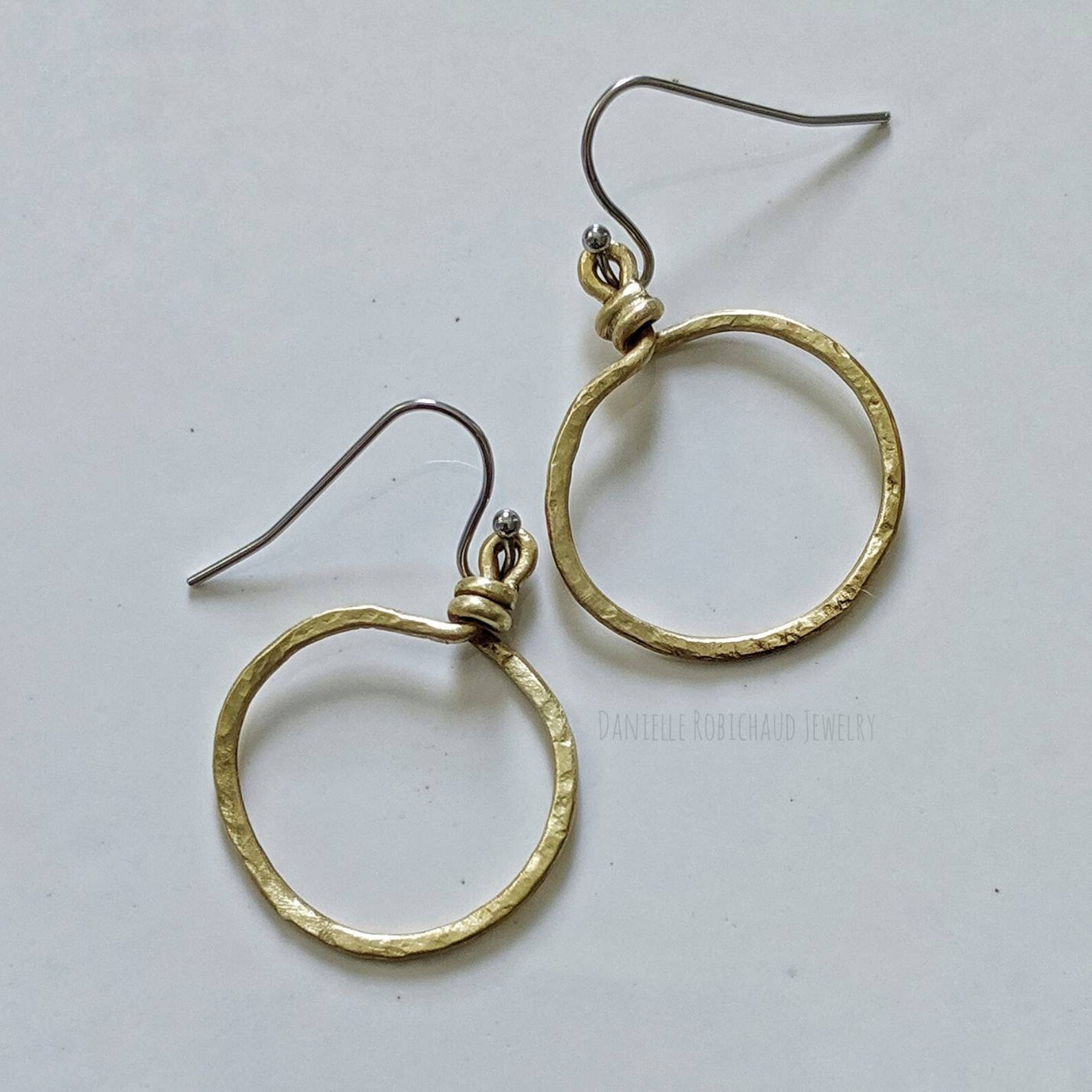 Handmade Small Brass Hoops, Gold Hoops, Hammered Brass Hoop Earrings ...