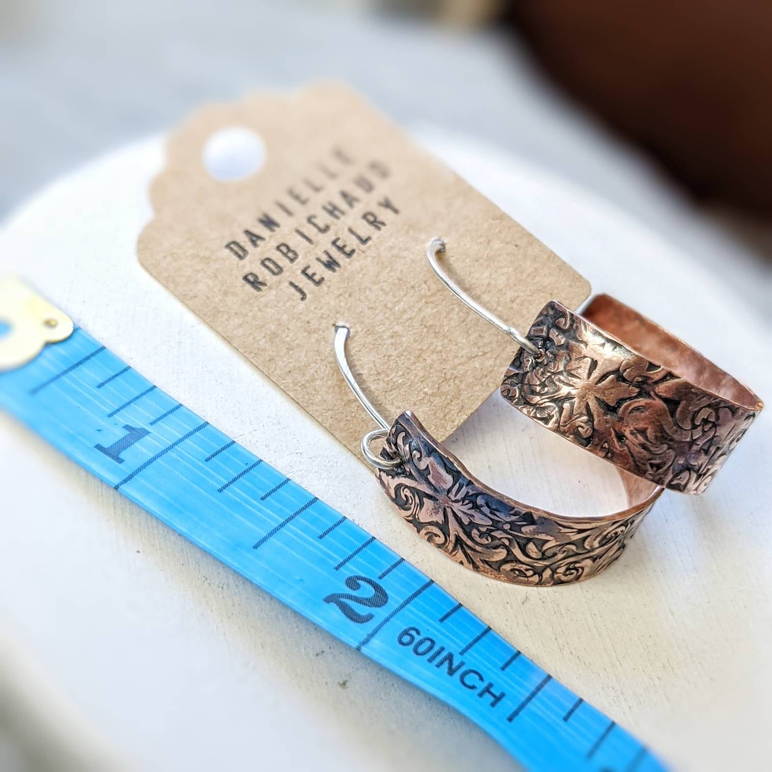 Mixed Metal Hoops, Handmade Copper Earrings, Hammered Copper Hoop ...