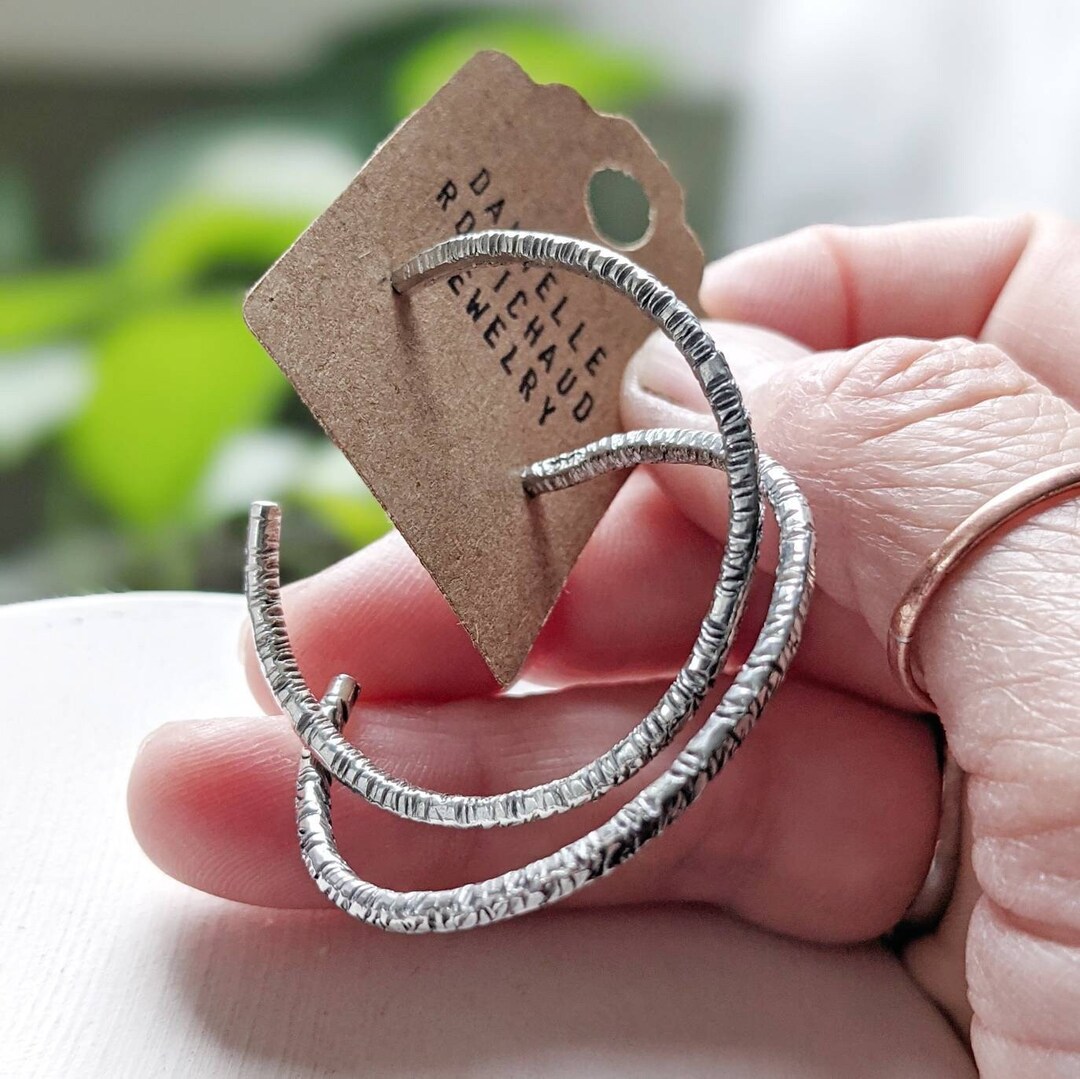 Large Sterling Silver Hoops, Silver Hoop Earrings, Big Handmade Silver ...