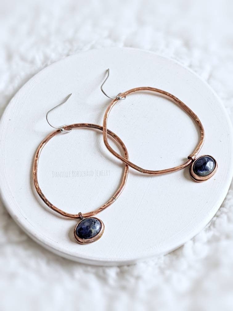 Large Copper Hoops Copper Hoops Copper Earrings Hammered - Etsy