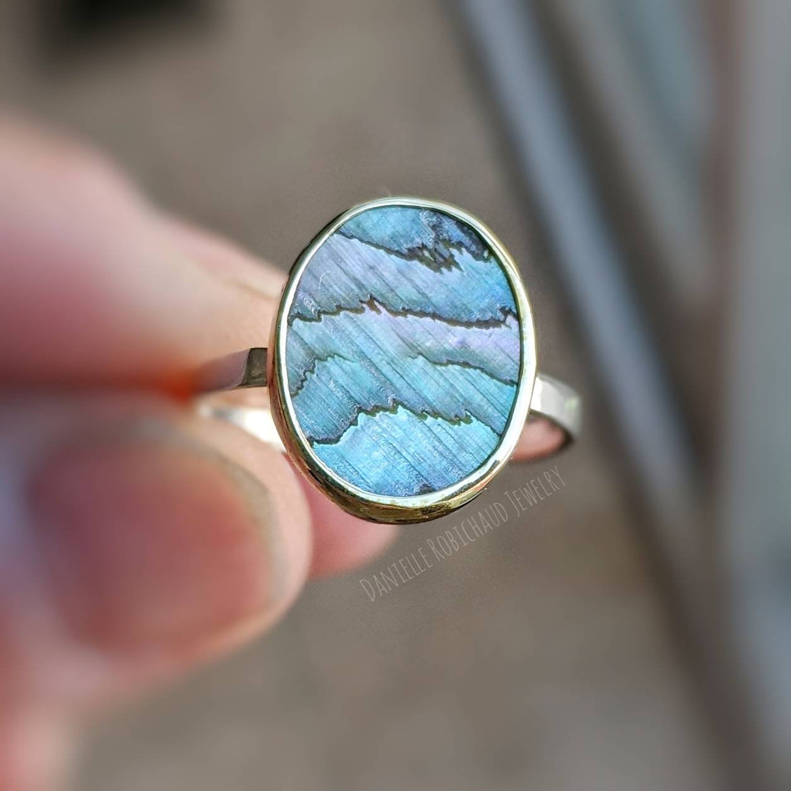 Handmade Unique Bezel Set Solitaire Ring, One of a Kind Shell Ring, Low ...