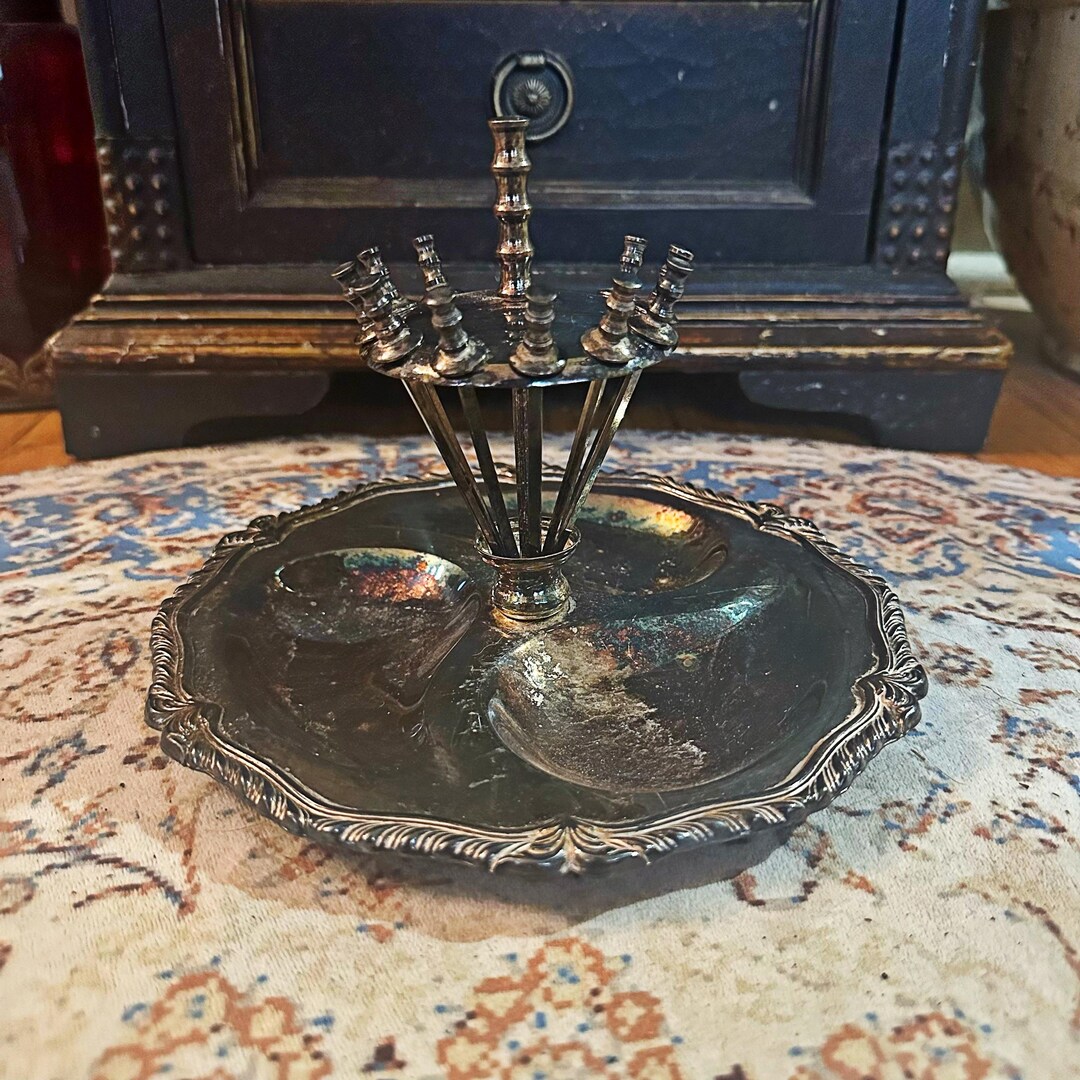 Vintage Silver-plated Hors D'oeuvre Sword Holder and Serving Stand ...